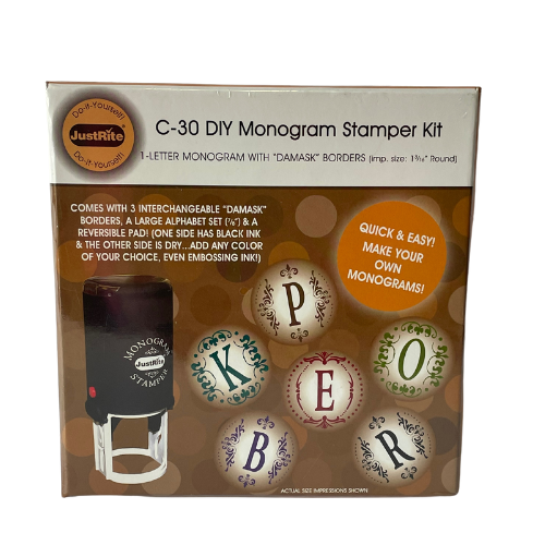 JustRite C-30 DIY Monogram Stamper Kit with "Damask" Boarder ...